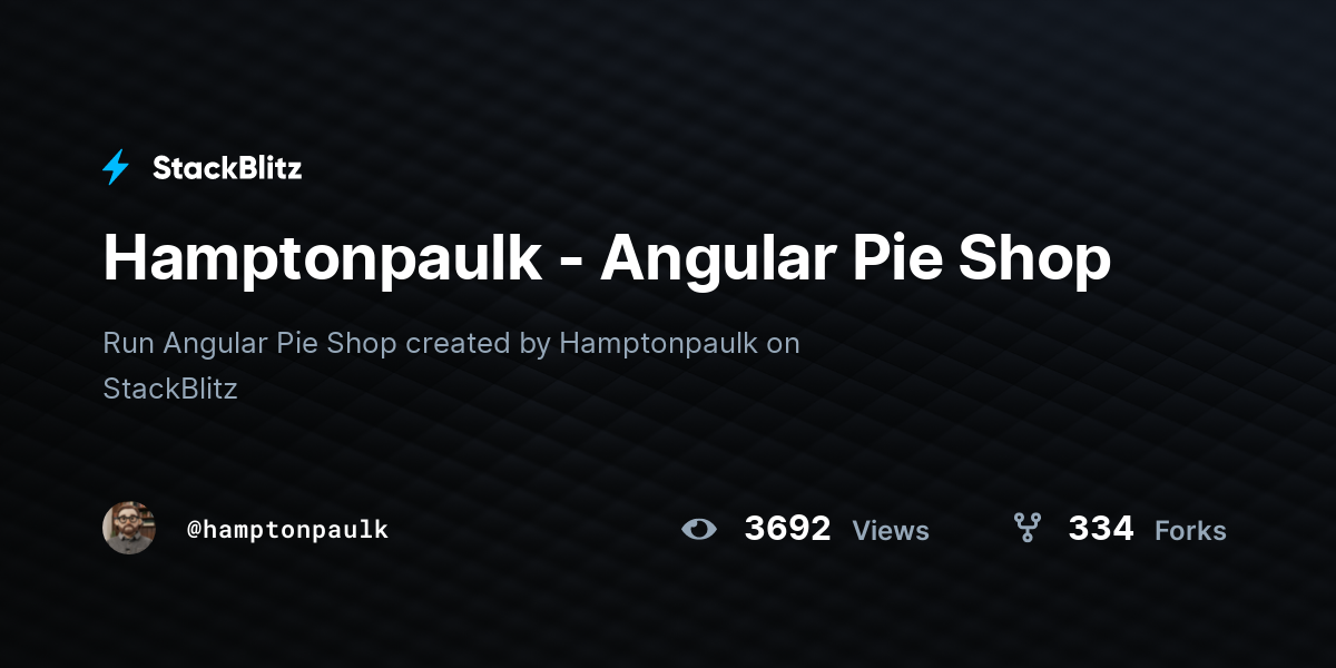 Hamptonpaulk - Angular Pie Shop - StackBlitz