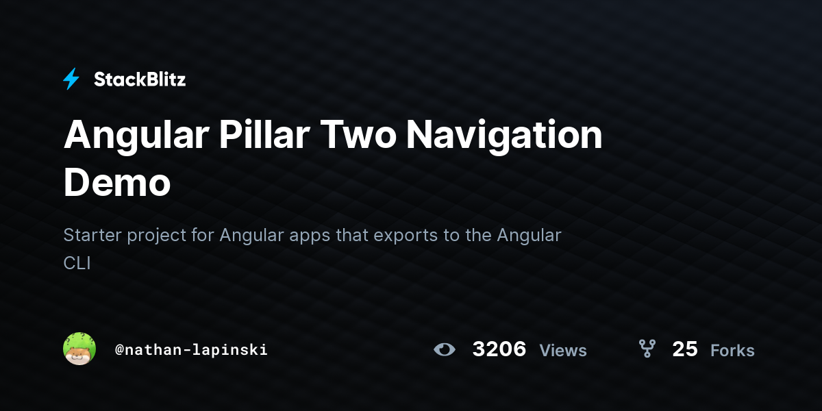 Angular Pillar Two Navigation Demo - StackBlitz