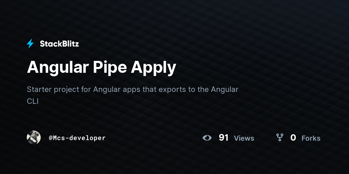Angular Pipe Apply - StackBlitz