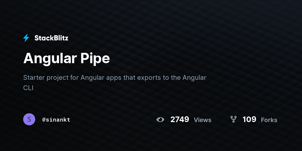 Angular Pipe - StackBlitz