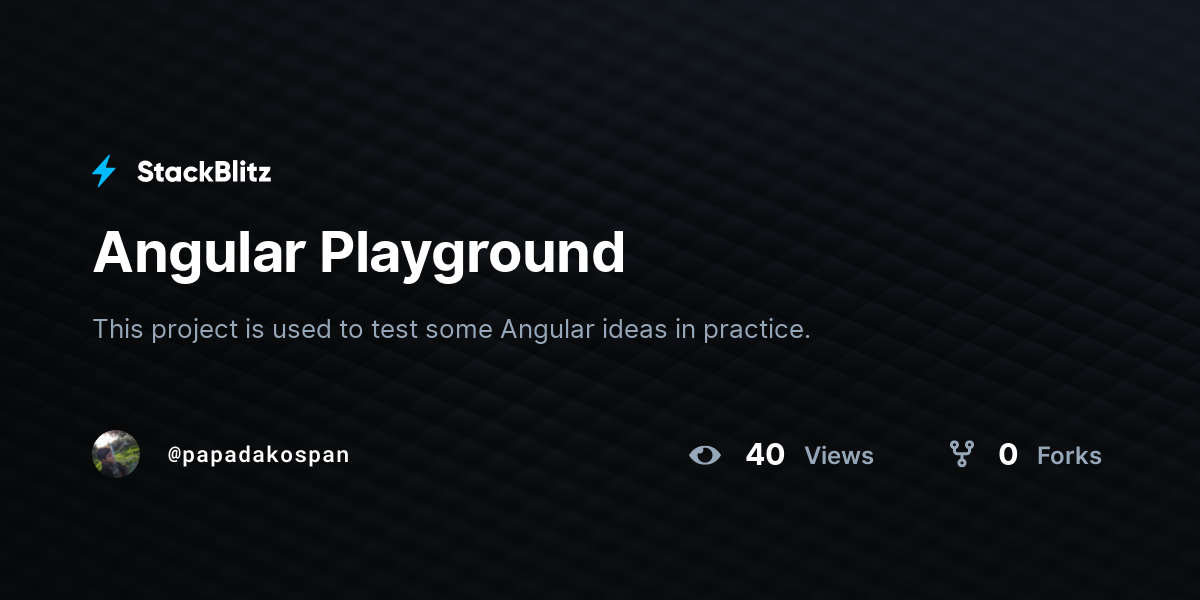 Angular Playground Stackblitz