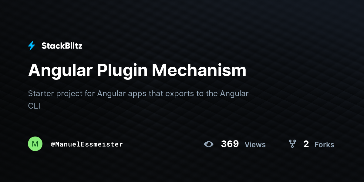 Angular Plugin Mechanism - StackBlitz
