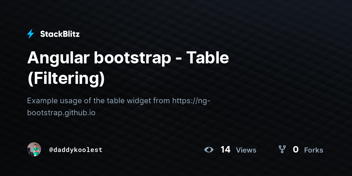 Angular bootstrap - Table (Filtering) - StackBlitz