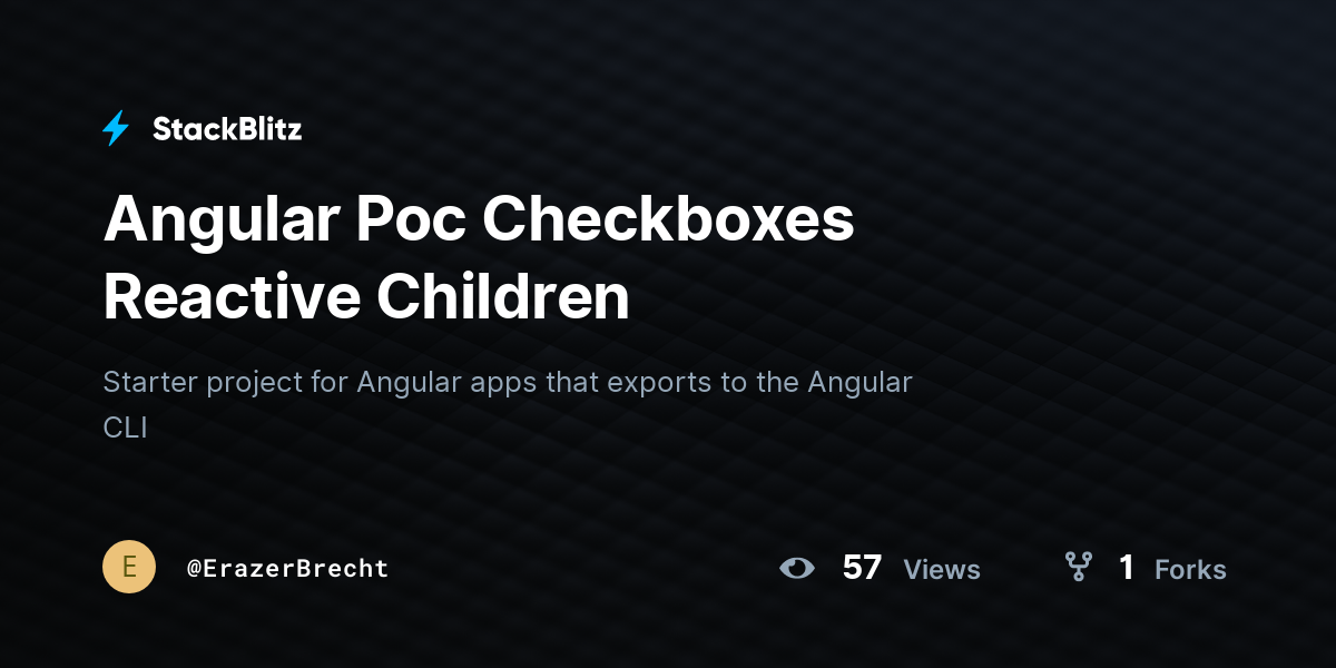 Angular Poc Checkboxes Reactive Children - StackBlitz