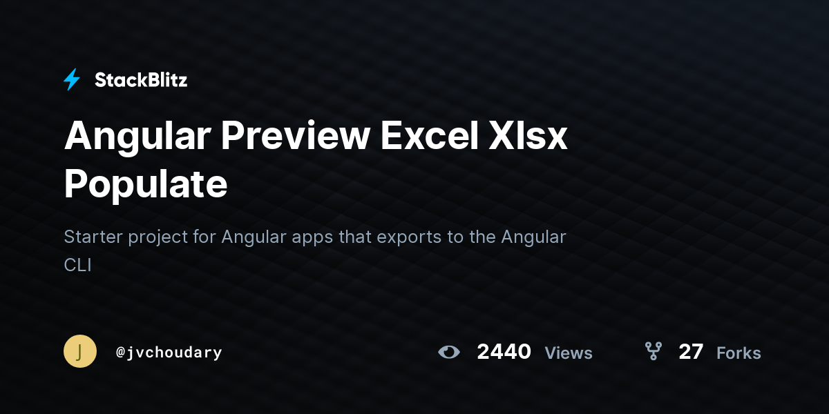 Angular Preview Excel Xlsx Populate - StackBlitz