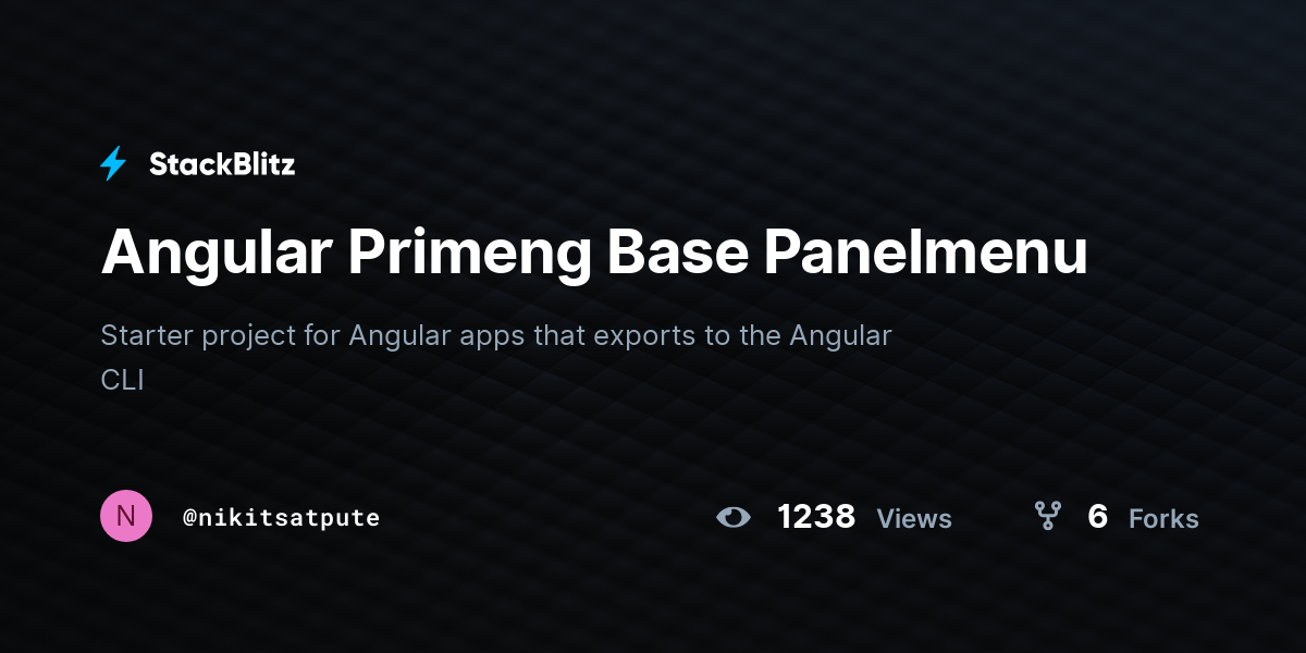 Angular Primeng Base Panelmenu - StackBlitz
