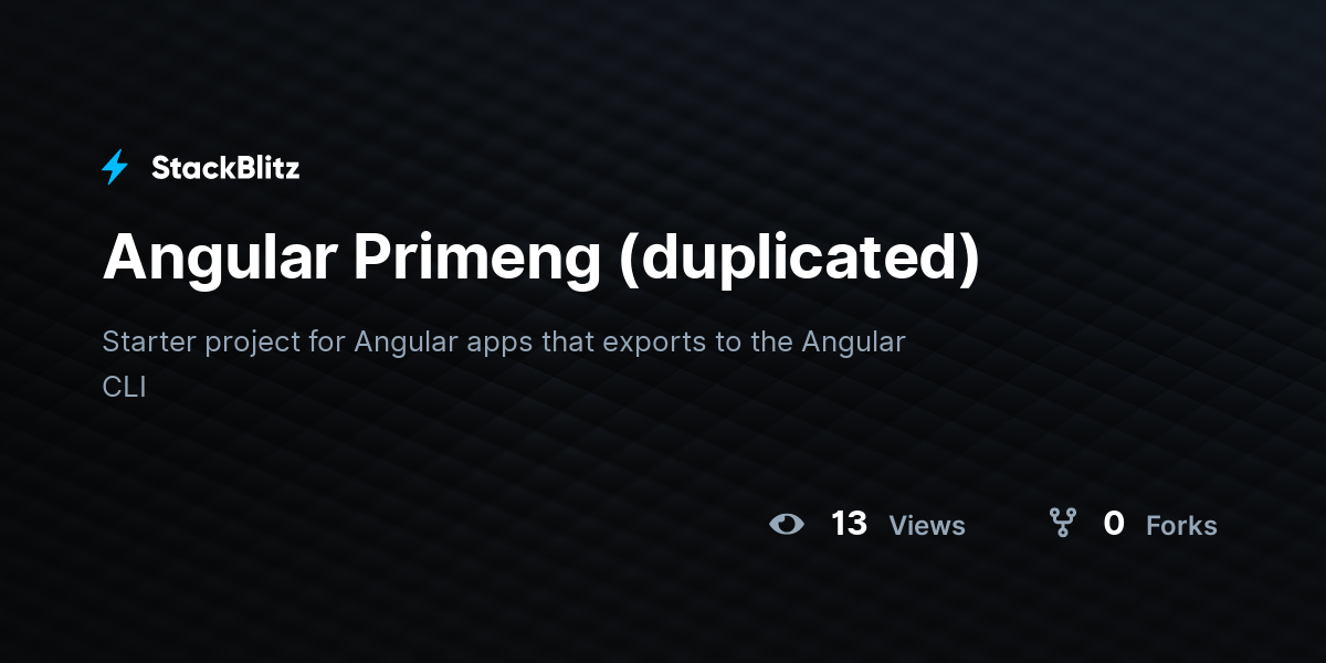 Angular Primeng (duplicated) - StackBlitz