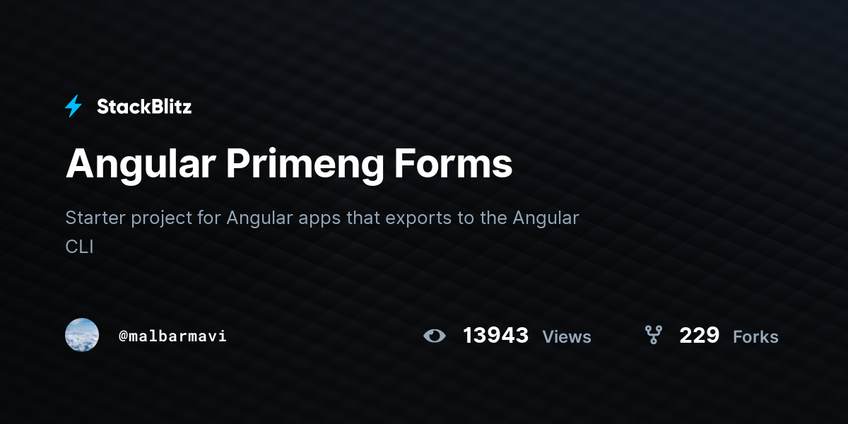 Angular Primeng Forms - StackBlitz