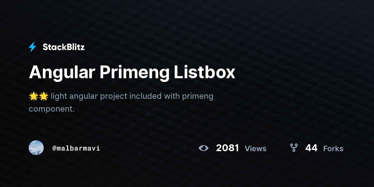Angular Primeng Listbox - StackBlitz