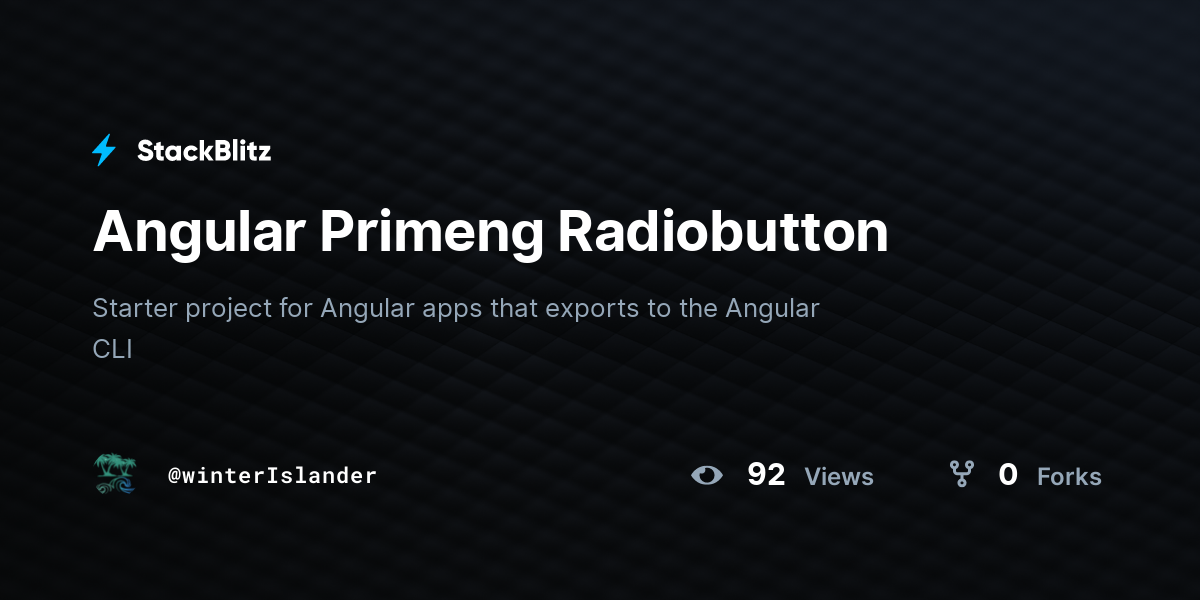 Angular Primeng Radiobutton Stackblitz 