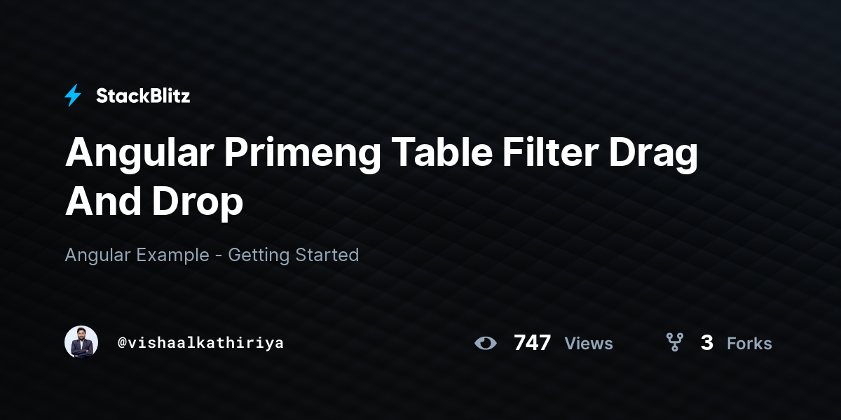 Angular Primeng Table Filter Drag And Drop - StackBlitz