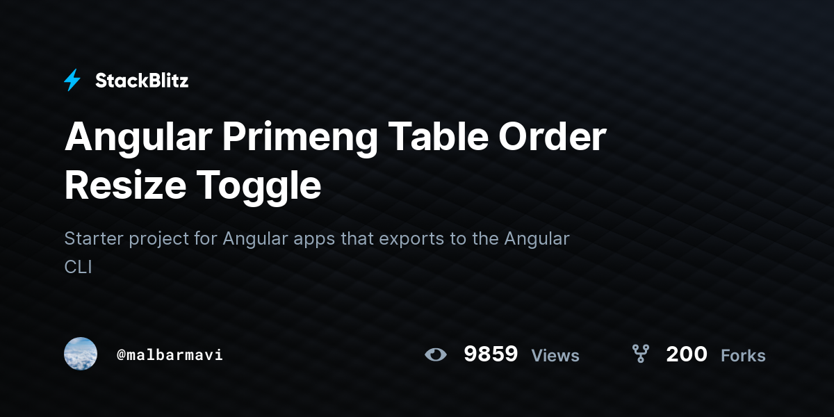Angular Primeng Table Order Resize Toggle - StackBlitz Angular Primeng Table Order Resize Toggle - StackBlitz