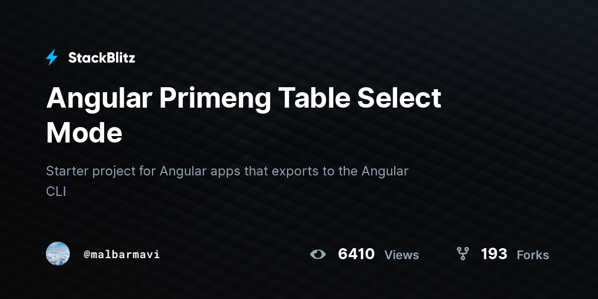Angular Primeng Table Select Mode - StackBlitz
