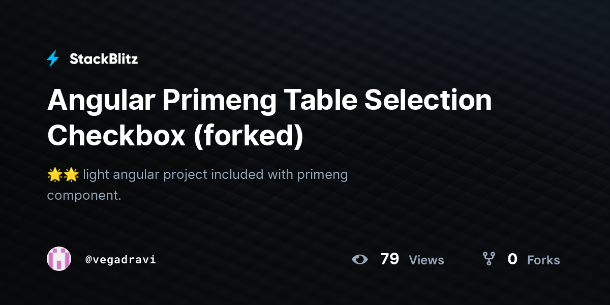 Angular Primeng Table Selection Checkbox (forked) - StackBlitz