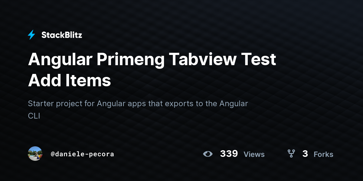 Angular Primeng Tabview Test Add Items - StackBlitz