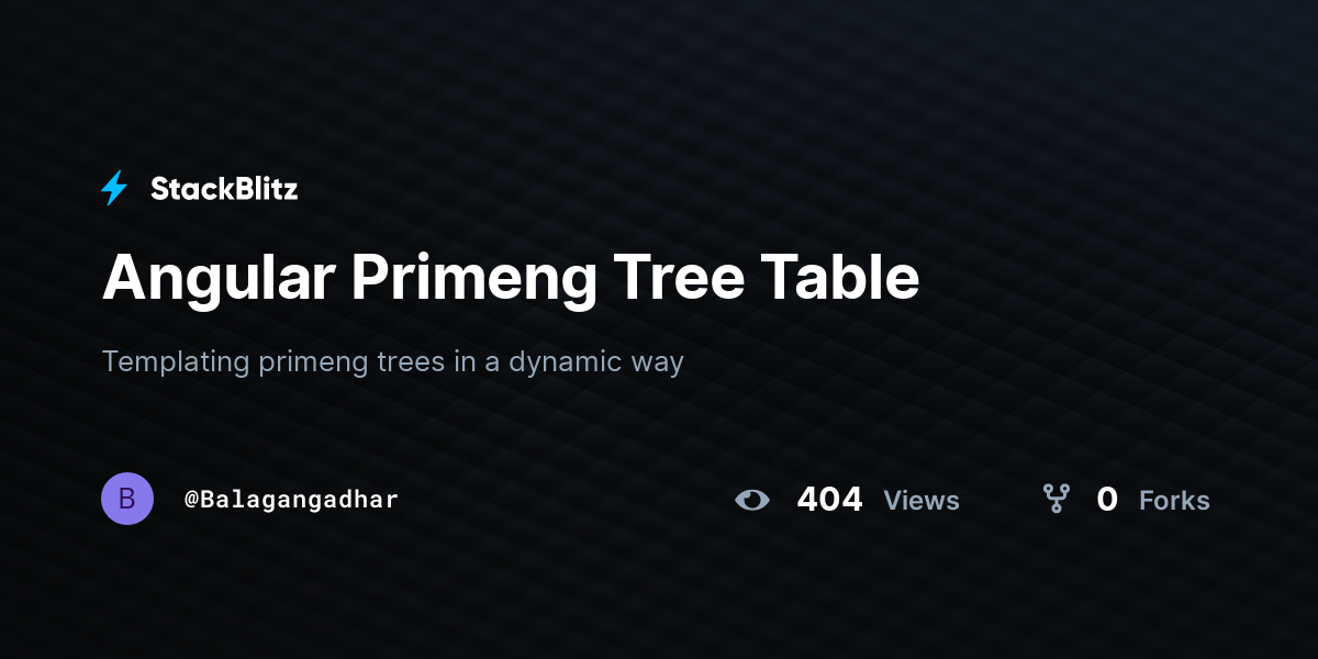 Angular Primeng Tree Table - StackBlitz