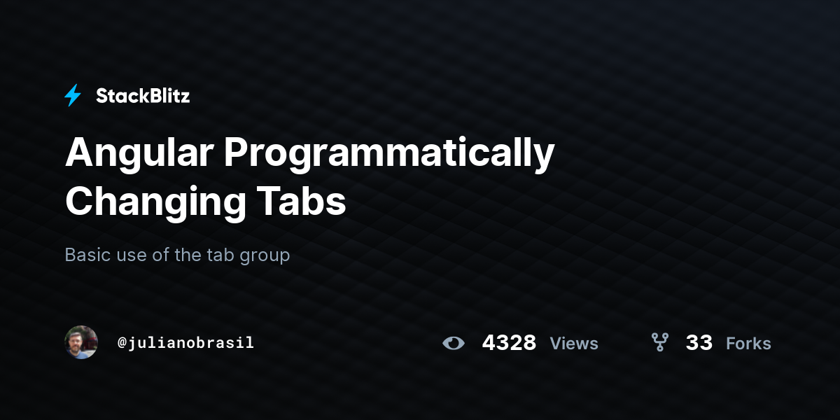 Angular Programmatically Changing Tabs - StackBlitz Angular Programmatically Changing Tabs - StackBlitz