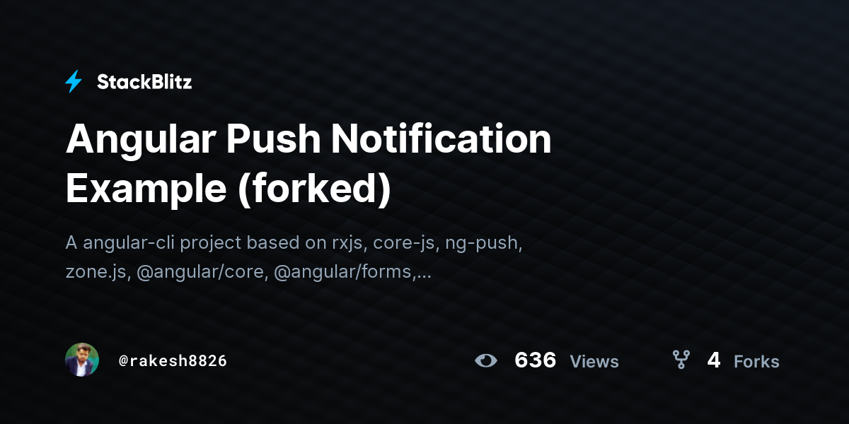 Angular Push Notification Example (forked) - StackBlitz