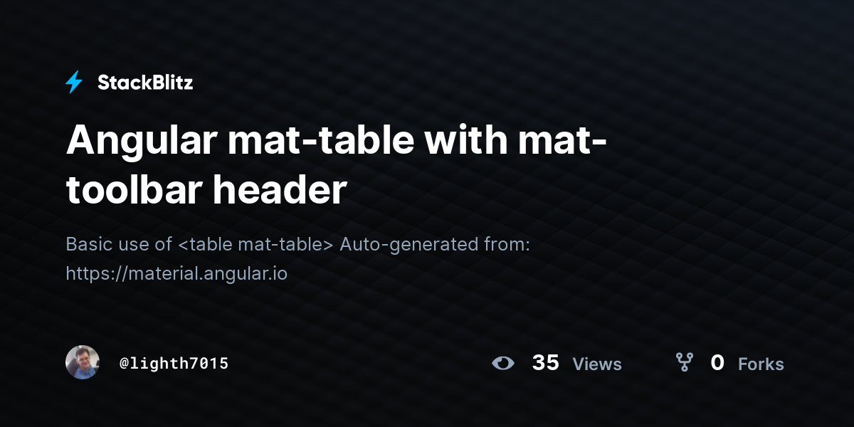 Angular mat-table with mat-toolbar header - StackBlitz
