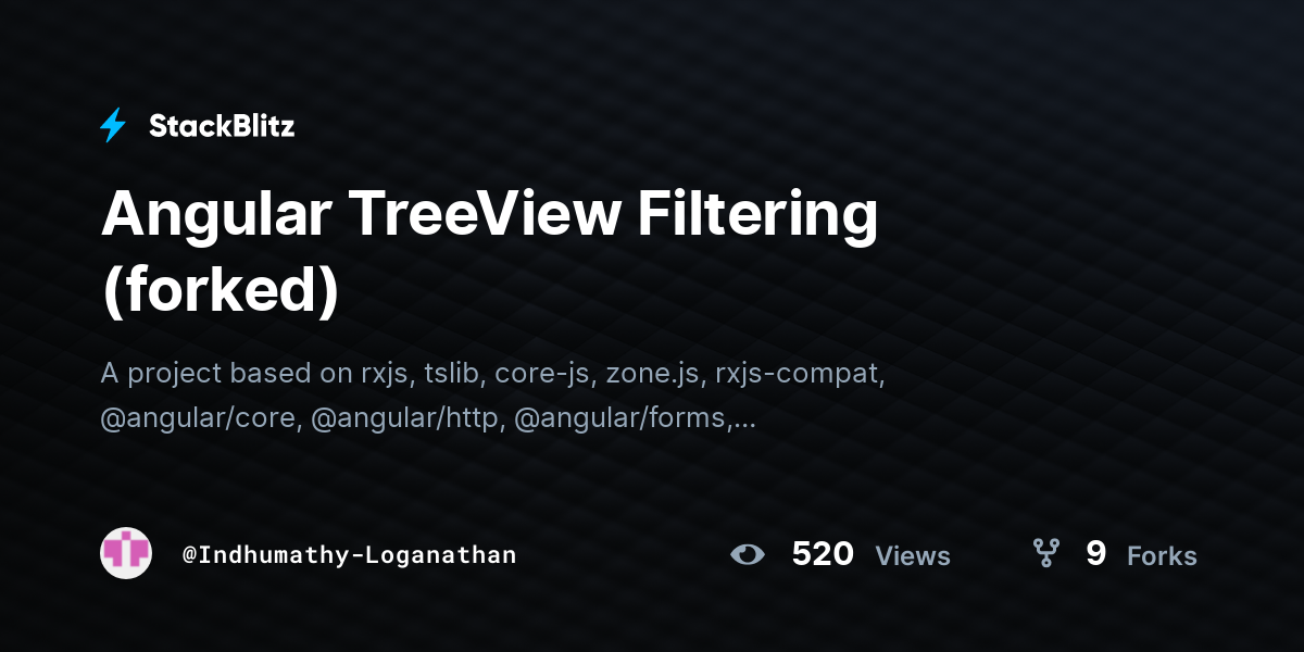Angular TreeView Filtering (forked) - StackBlitz