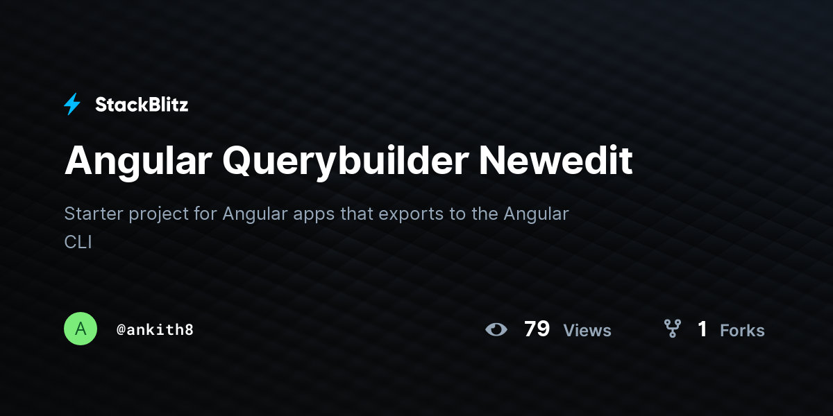 Angular Querybuilder Newedit - StackBlitz