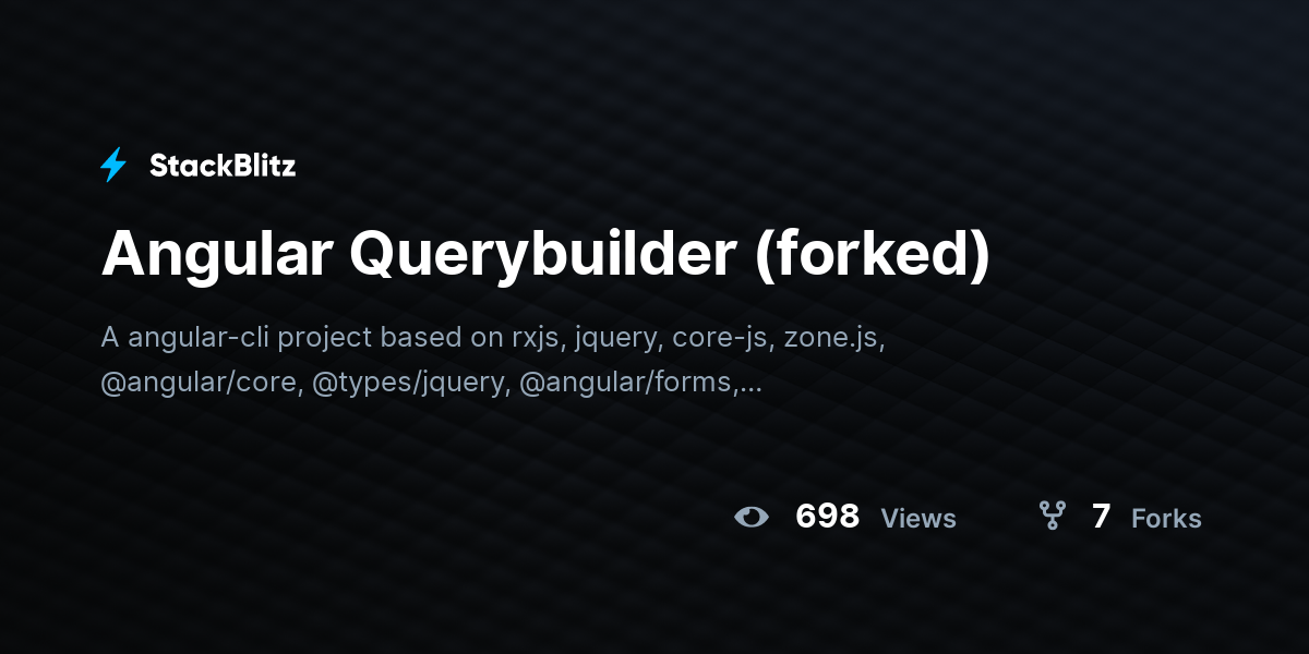 Angular Querybuilder (forked) - StackBlitz