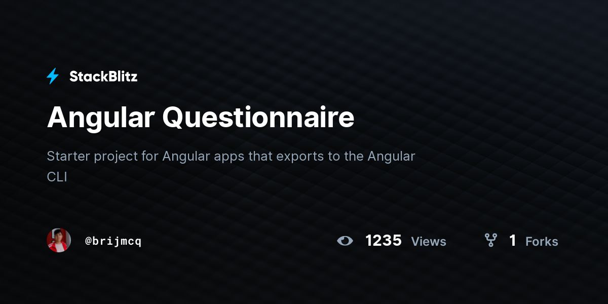 Angular Questionnaire - StackBlitz