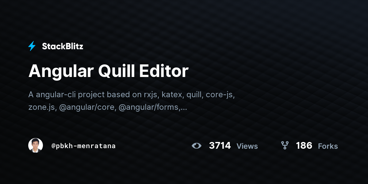 Angular Quill Editor - StackBlitz