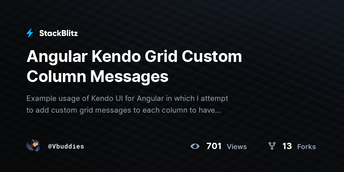 Angular Kendo Grid Custom Column Messages - StackBlitz