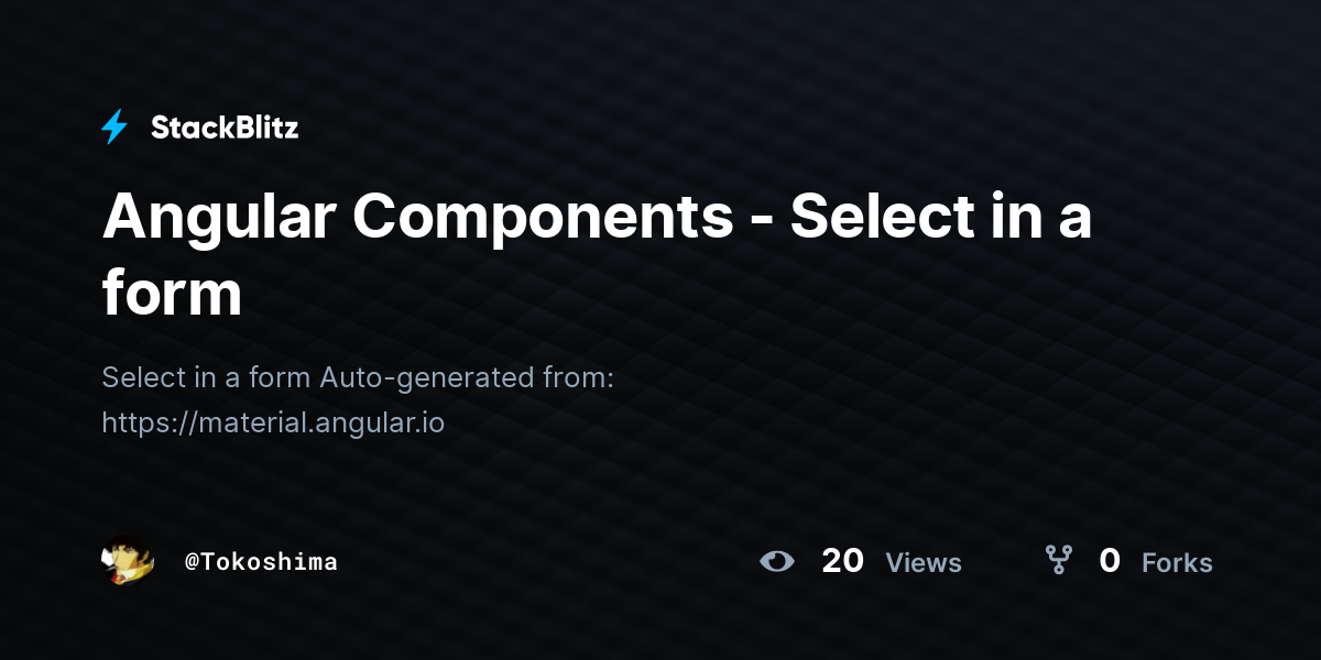 Angular Components - Select in a form - StackBlitz