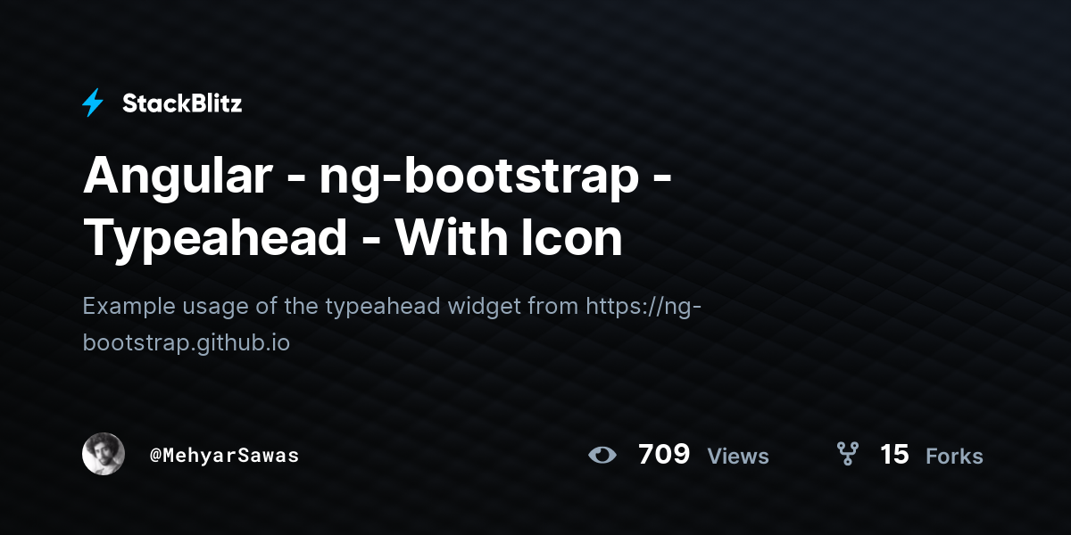 Angular - ng-bootstrap - Typeahead - With Icon - StackBlitz