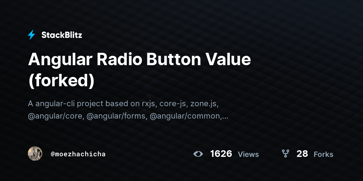 Angular Radio Button Value (forked) - StackBlitz Angular Radio Button Value (forked) - StackBlitz