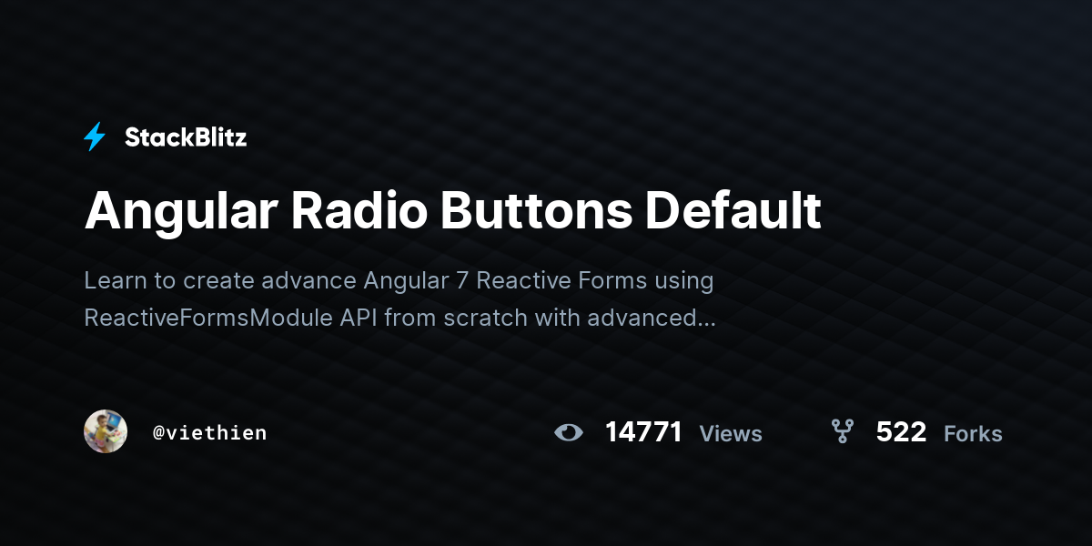 Angular Radio Buttons Default - StackBlitz