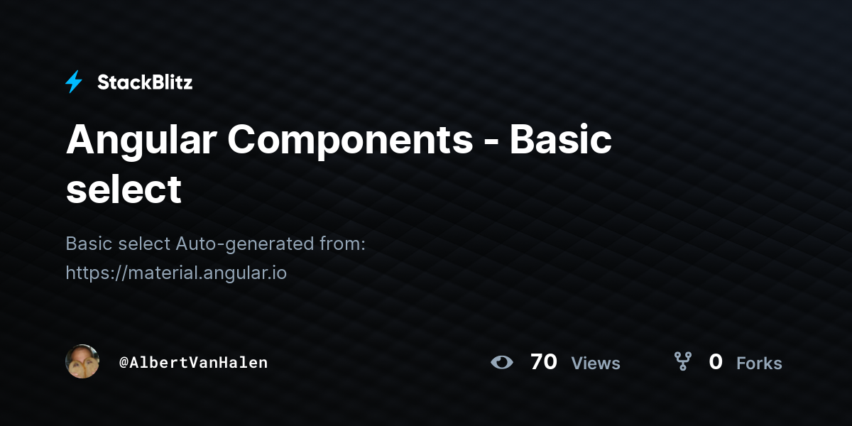 Angular Components Basic Select Stackblitz