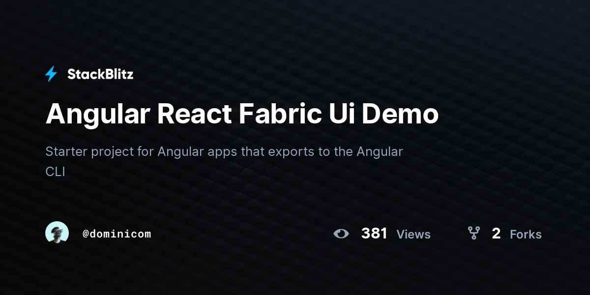 Angular React Fabric Ui Demo - StackBlitz