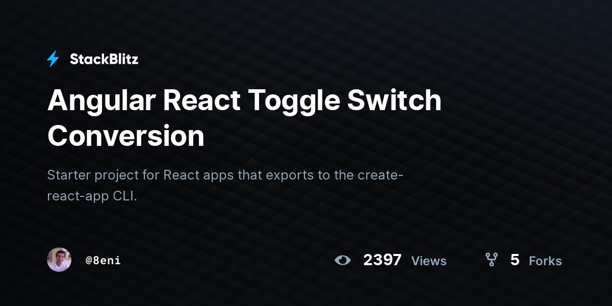 Angular React Toggle Switch Conversion - StackBlitz