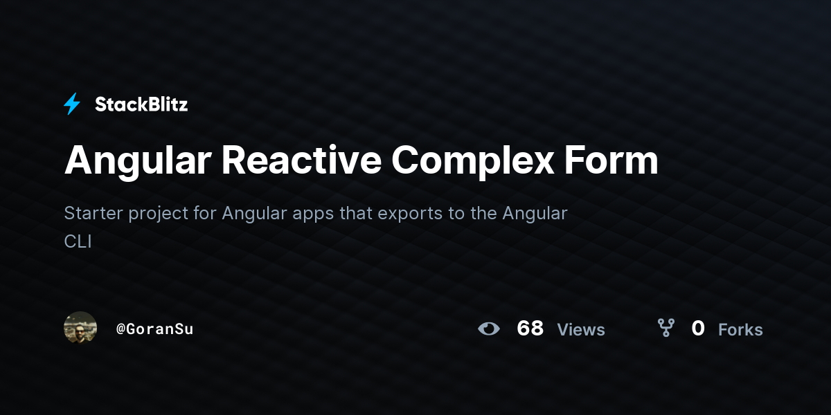 Angular Reactive Complex Form - StackBlitz