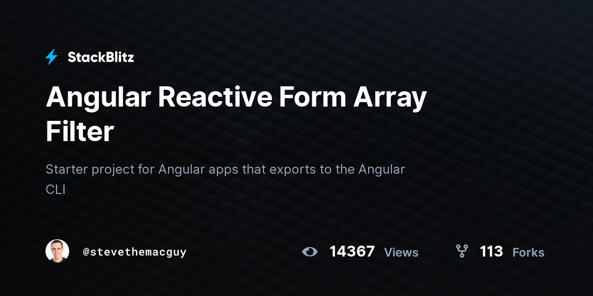 Angular Reactive Form Array Filter - StackBlitz