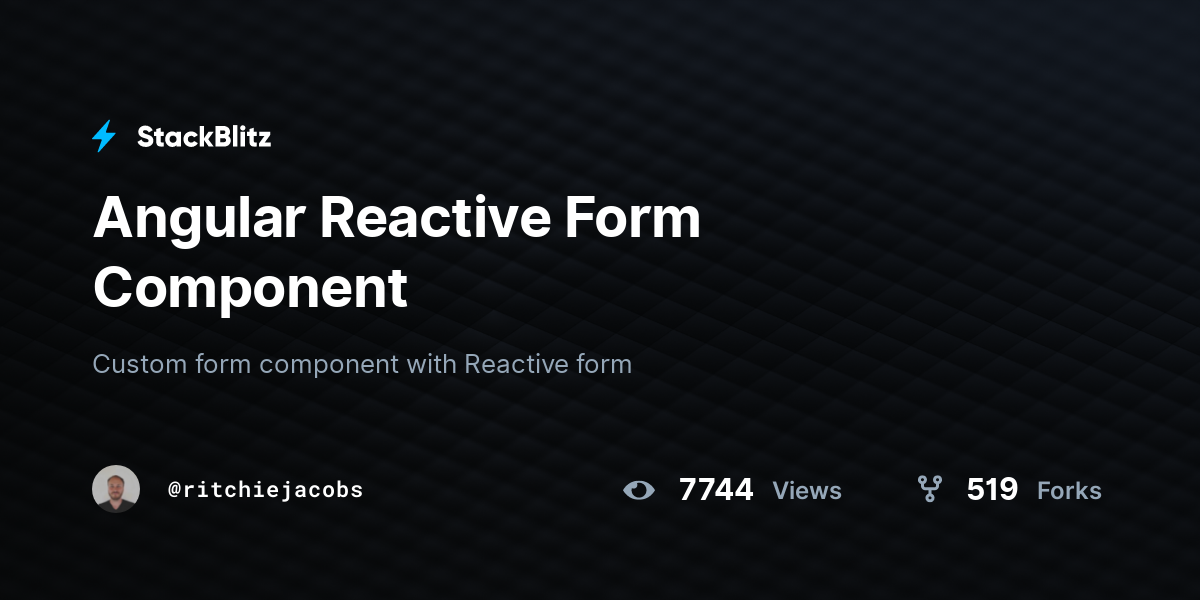 Angular Reactive Form Component - StackBlitz