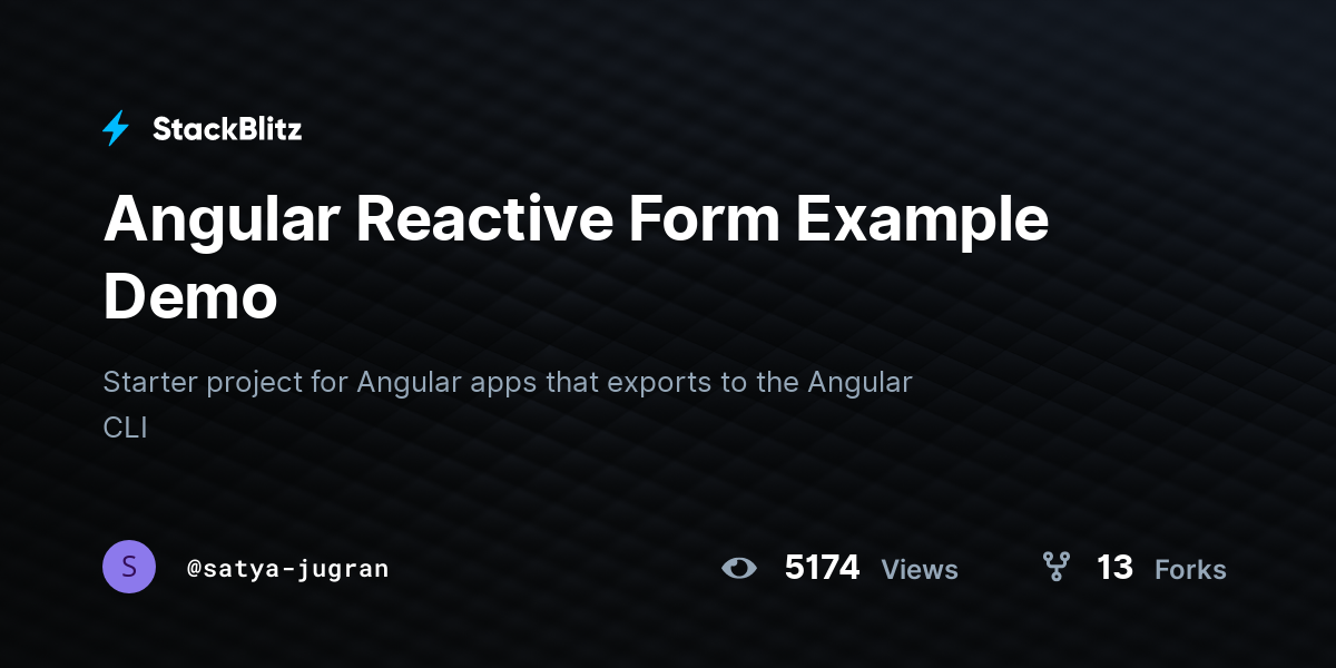 Angular Reactive Form Example Demo - StackBlitz