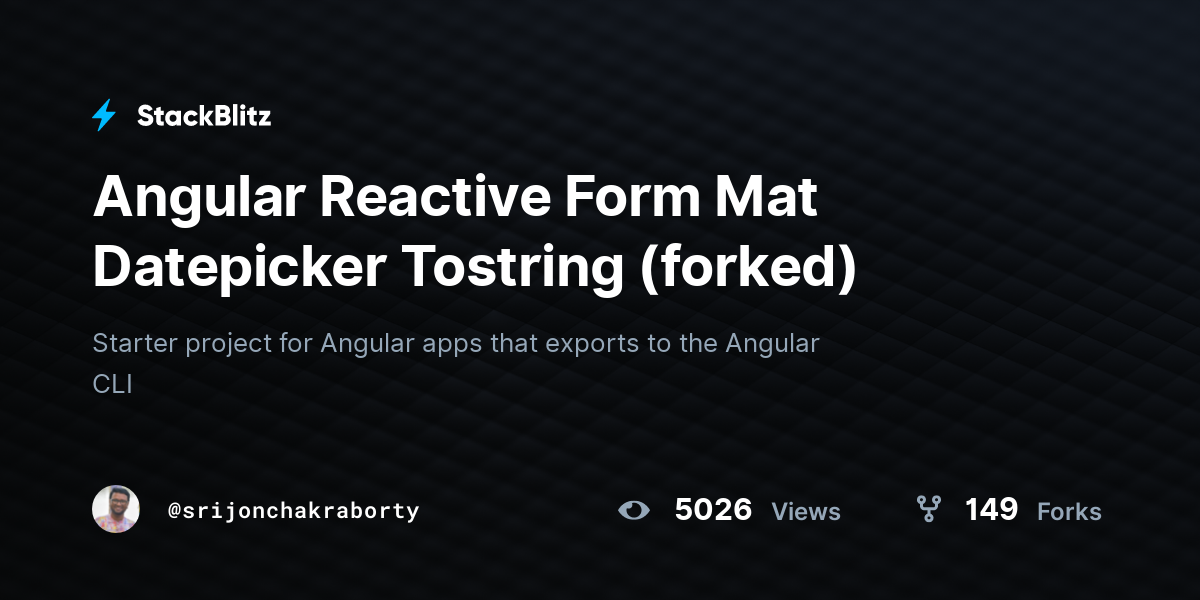 Angular Reactive Form Mat Datepicker Tostring (forked) - StackBlitz