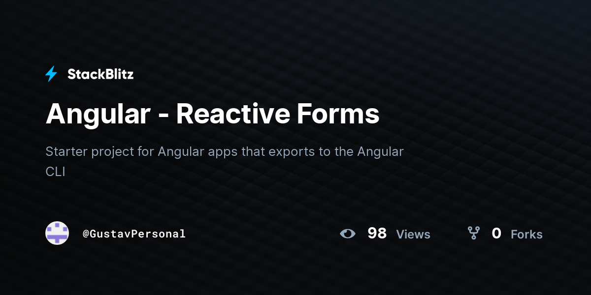 Angular - Reactive Forms - StackBlitz