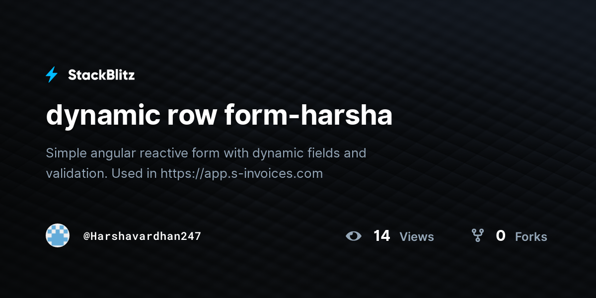 Dynamic Row Form Harsha Stackblitz