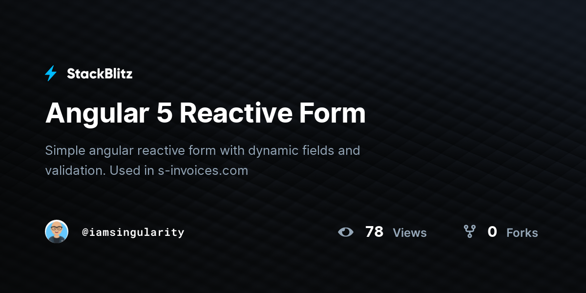 Angular 5 Reactive Form StackBlitz