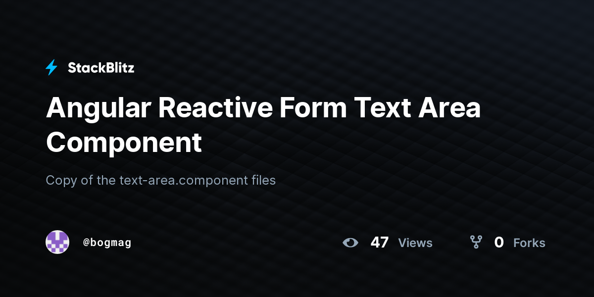 Angular Reactive Form Text Area Component - StackBlitz