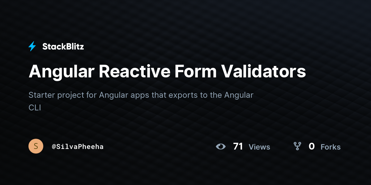 Angular Reactive Form Validators Stackblitz