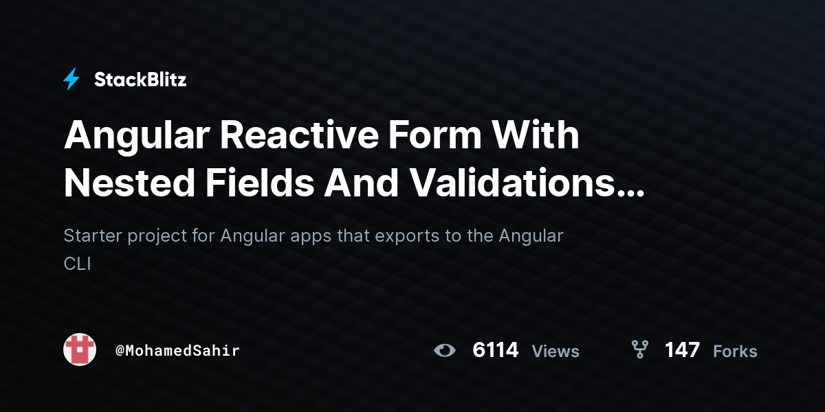 Angular Reactive Form With Nested Fields And Validations (forked ...