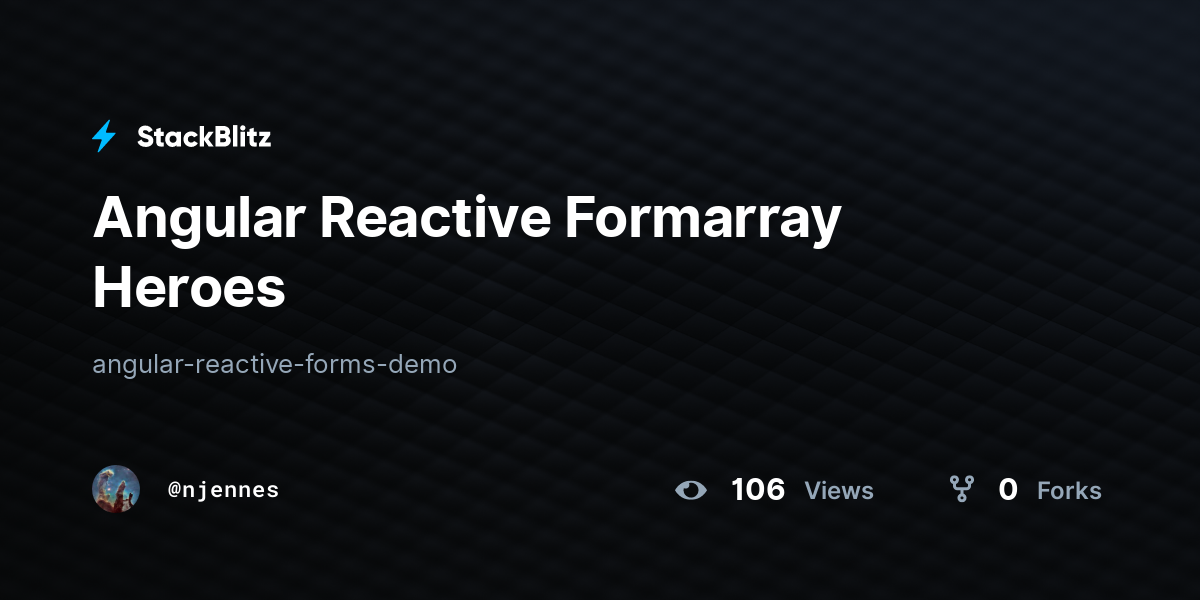 Angular Reactive Formarray Heroes - StackBlitz