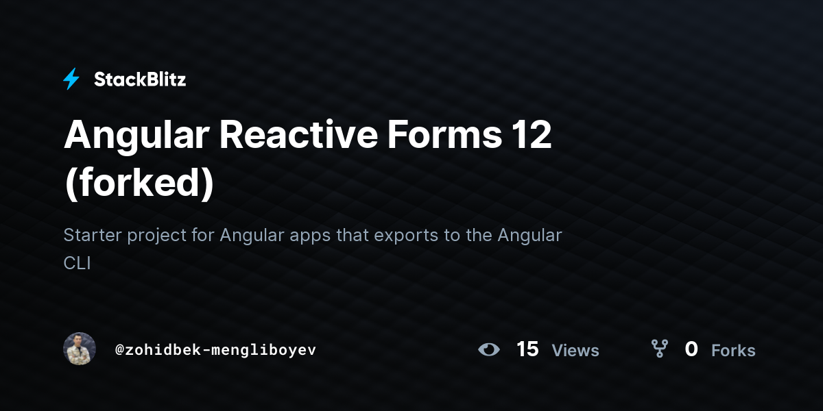 Angular Reactive Forms 12 (forked) - StackBlitz Angular Reactive Forms 12 (forked) - StackBlitz