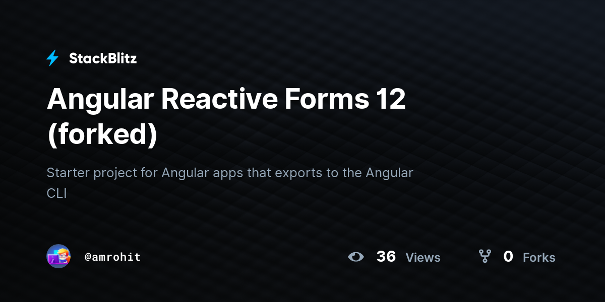 Angular Reactive Forms 12 (forked) - StackBlitz